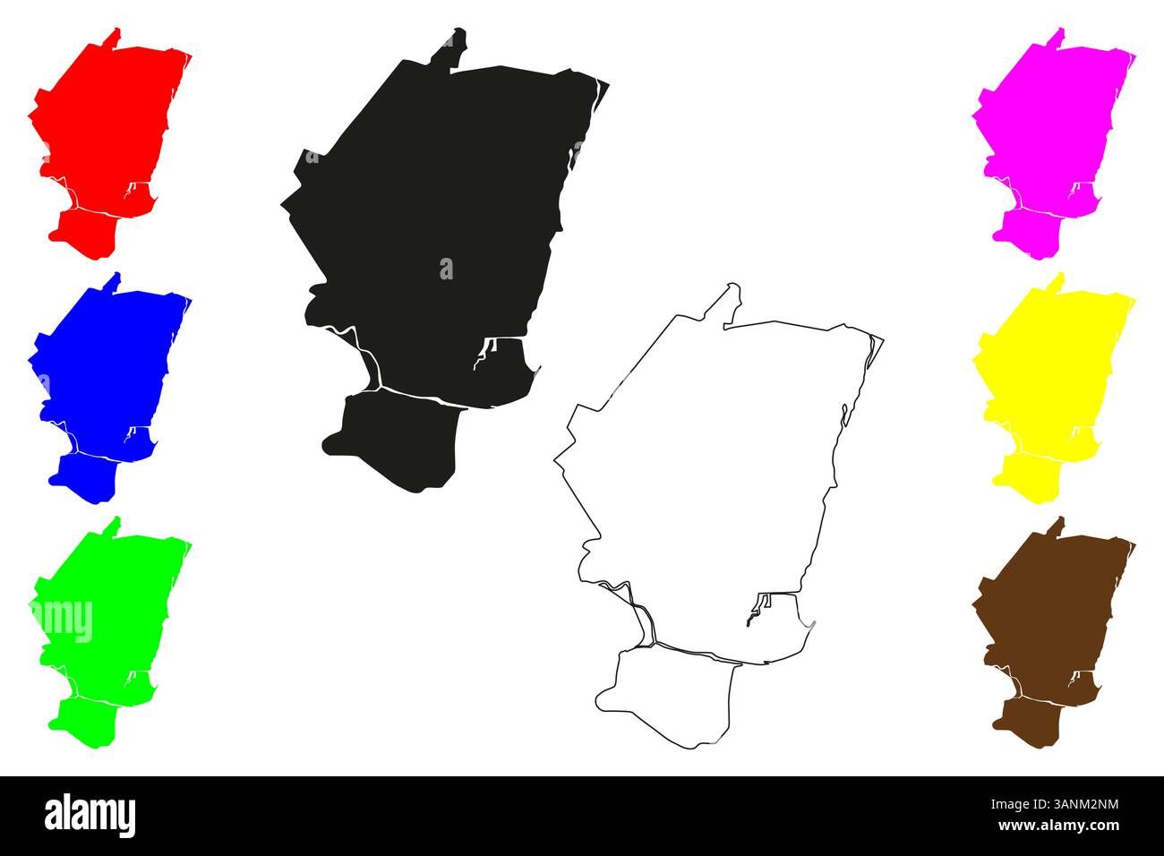 Kakinada city (Republic of India, State of Andhra Pradesh) map vector ...