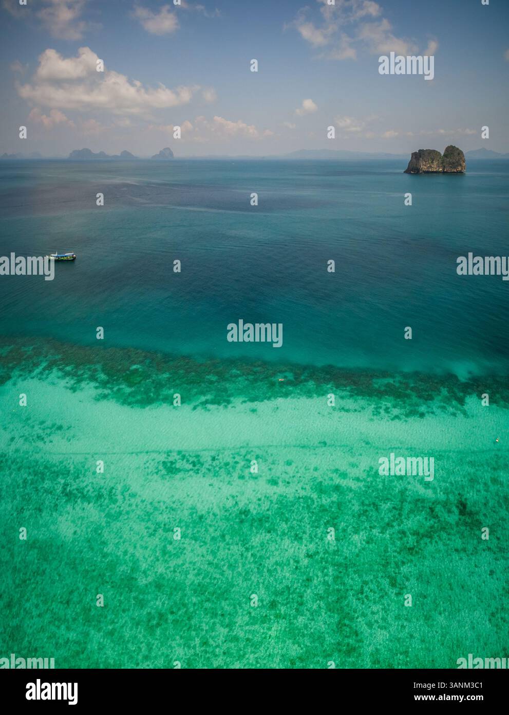 Aerial view of the paradisiacal sea in Chao Mai National Park in ...