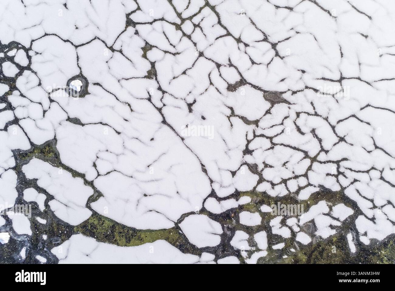Abstract aerial view of the frozen sea of Muraste in Estonia Stock ...