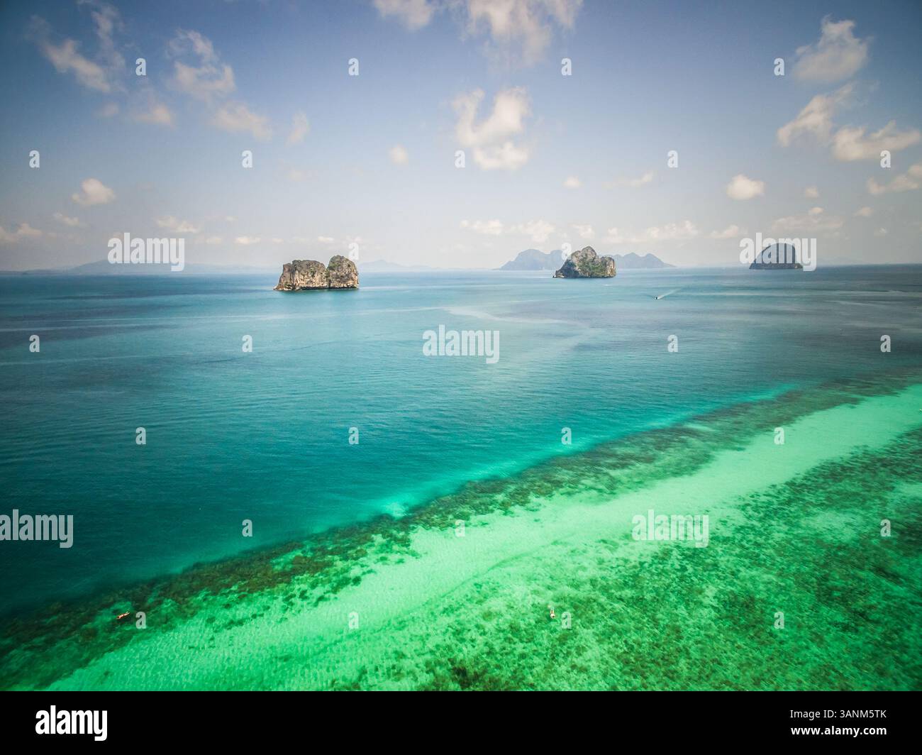 Aerial view of the paradisiacal sea in Chao Mai National Park in ...