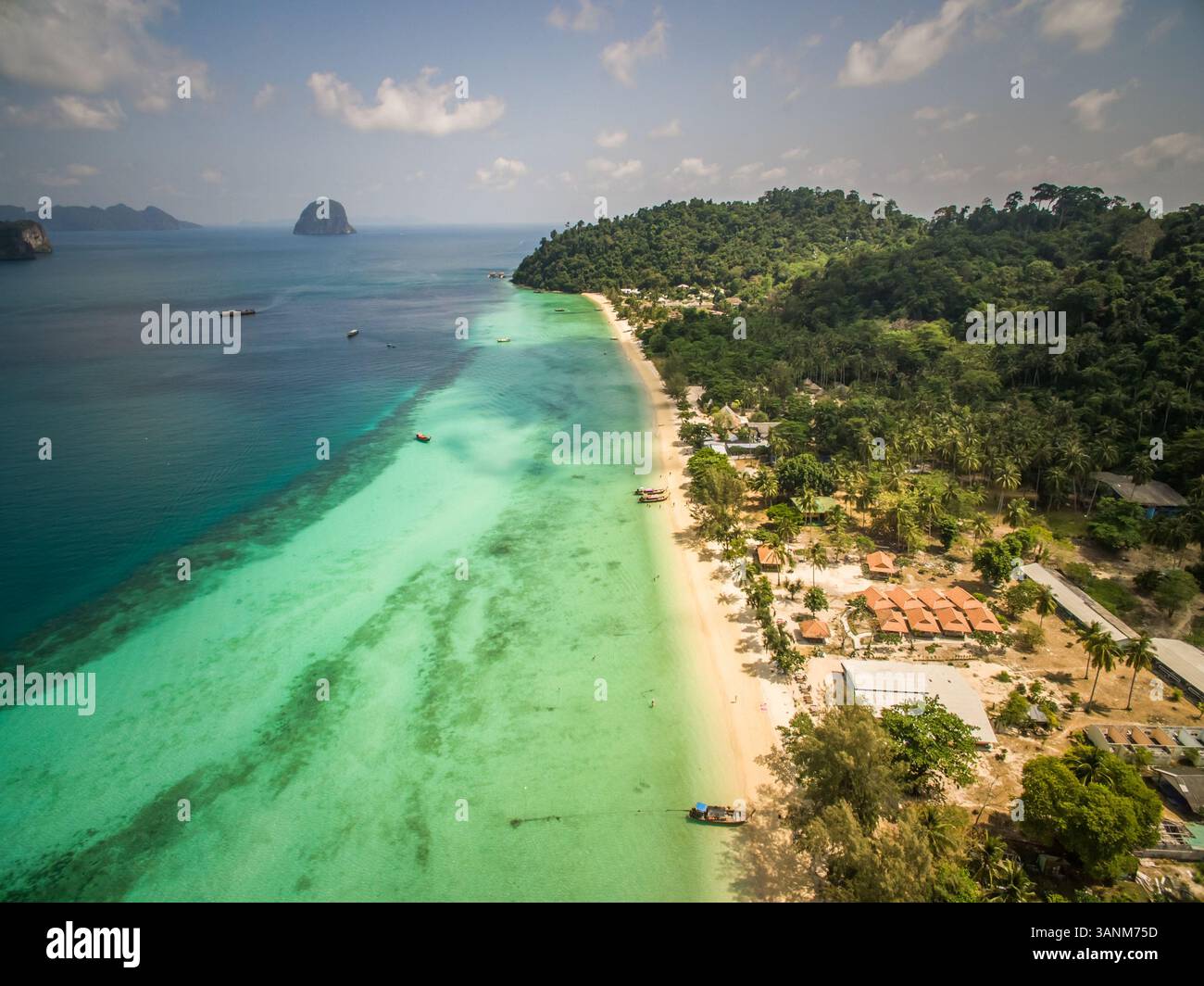 Aerial view of Chao Mai National Park idyllic coast in Thailand Stock ...