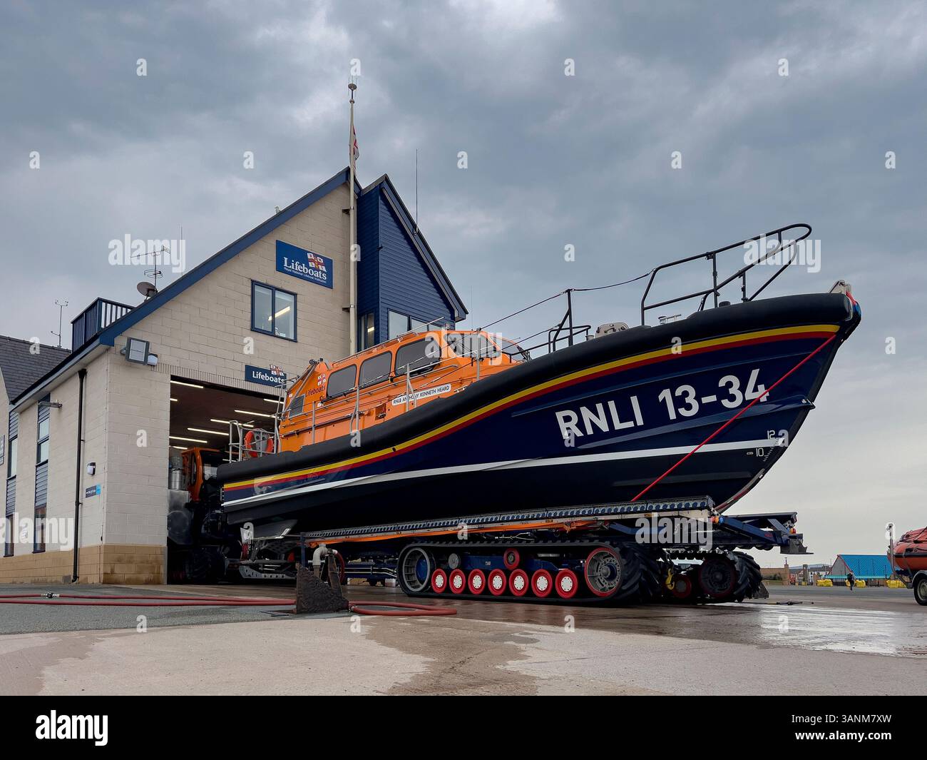 Shannon Class all weather lifeboat on it's launch tractor outside the ...