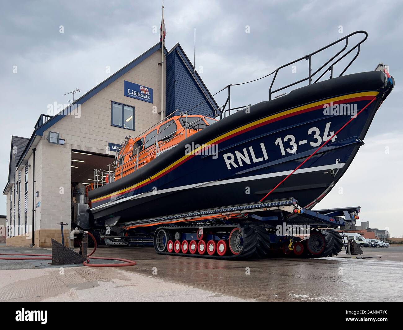 Shannon Class all weather lifeboat on it's launch tractor outside the ...