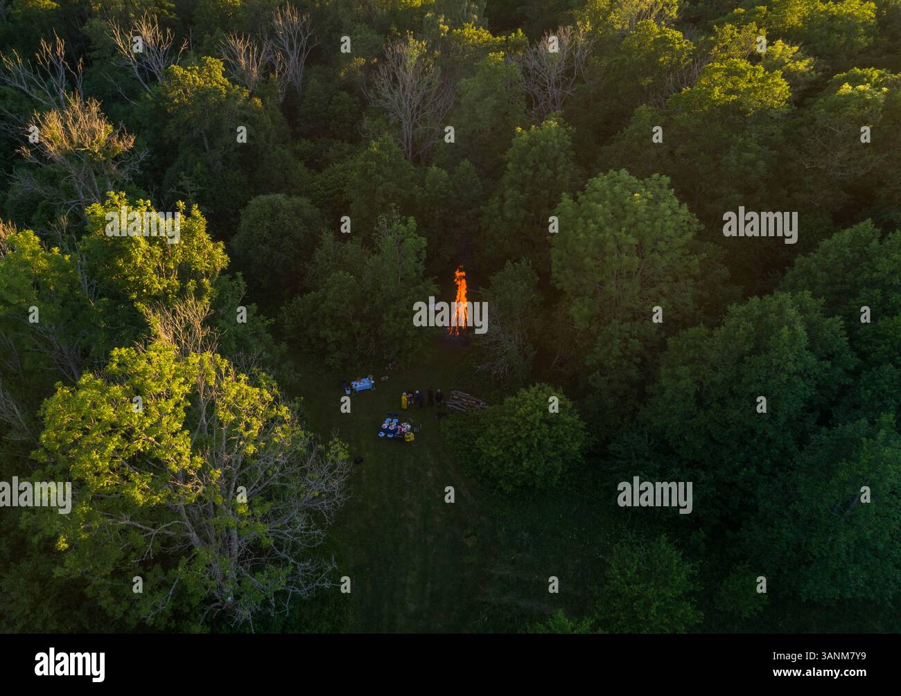 Aerial view of a fire pit on Forby on Vormsi island, Estonia Stock ...