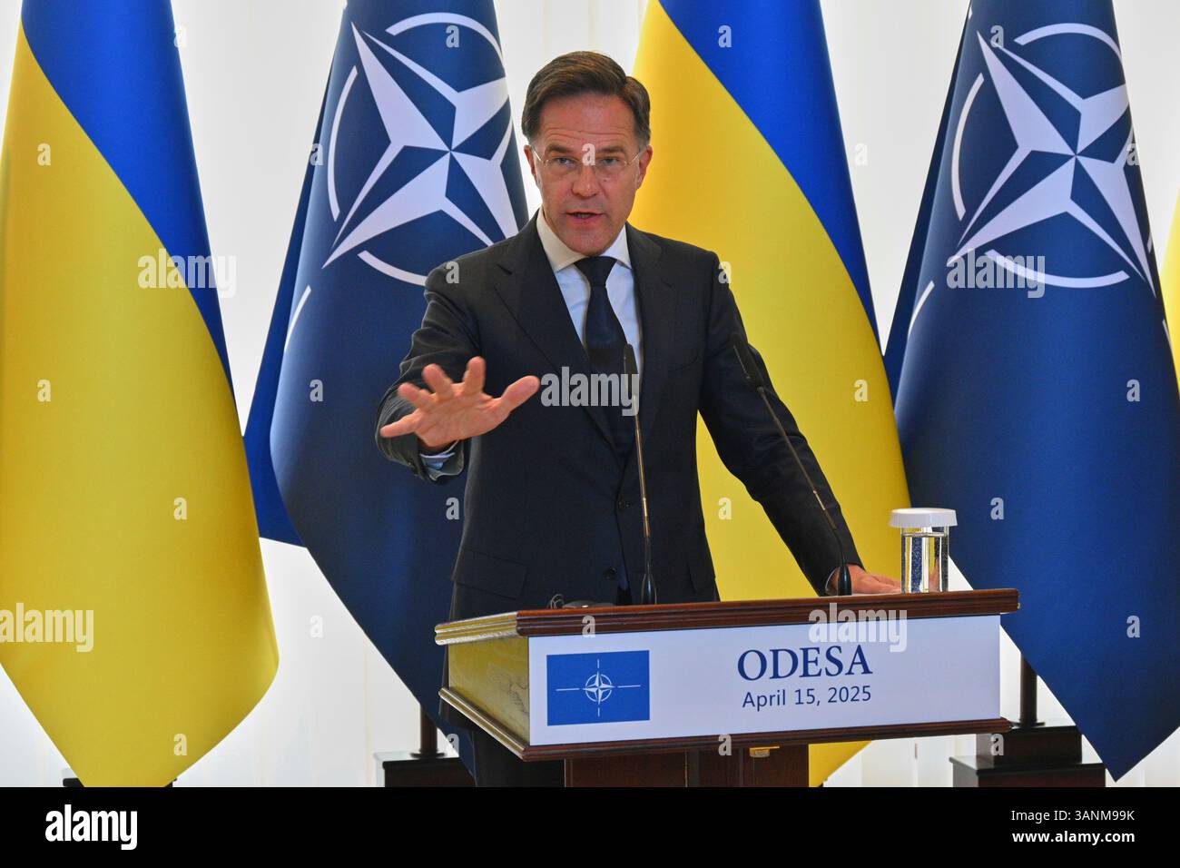 NATO Secretary General Mark Rutte answers media questions during his ...