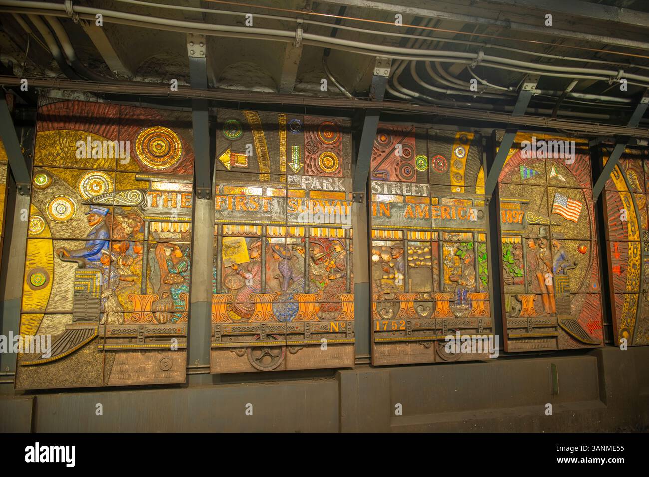 Boston MBTA Green Line Park Street Station sculpture shows the first ...
