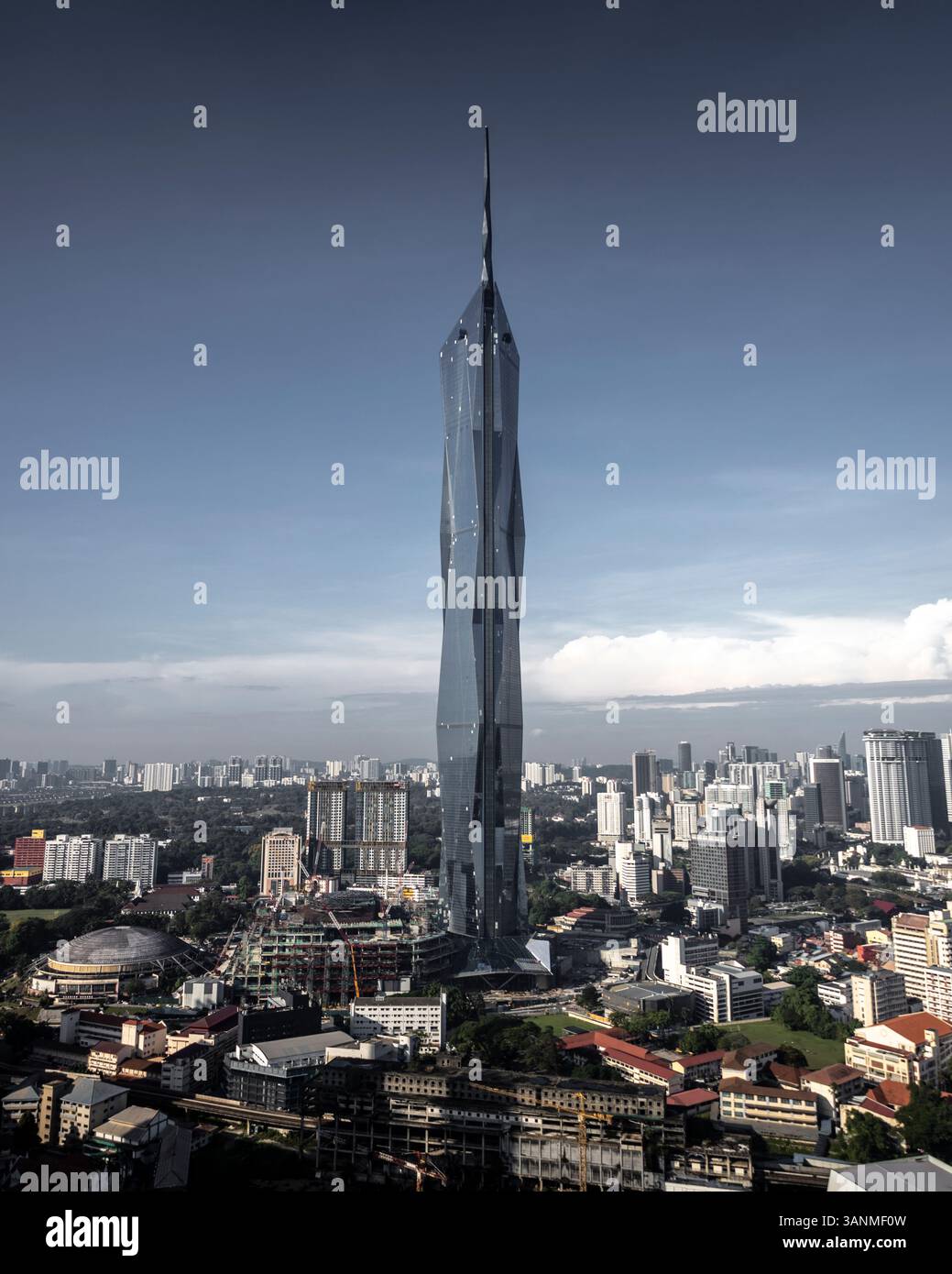 Aerial view of the beautiful Merdeka 118 skyscraper amidst a modern ...