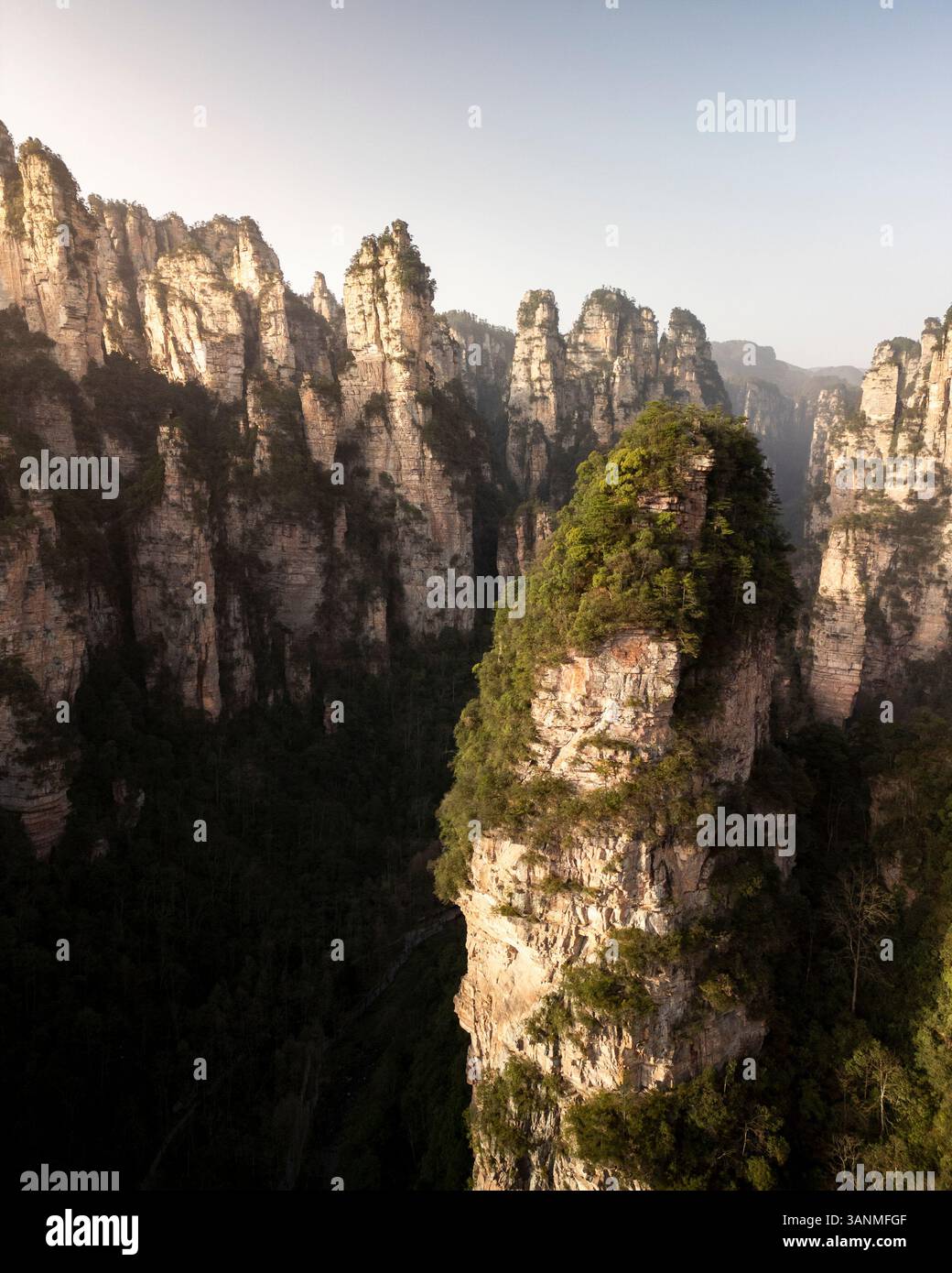 Aerial view of majestic avatar mountains with dramatic rock formations ...