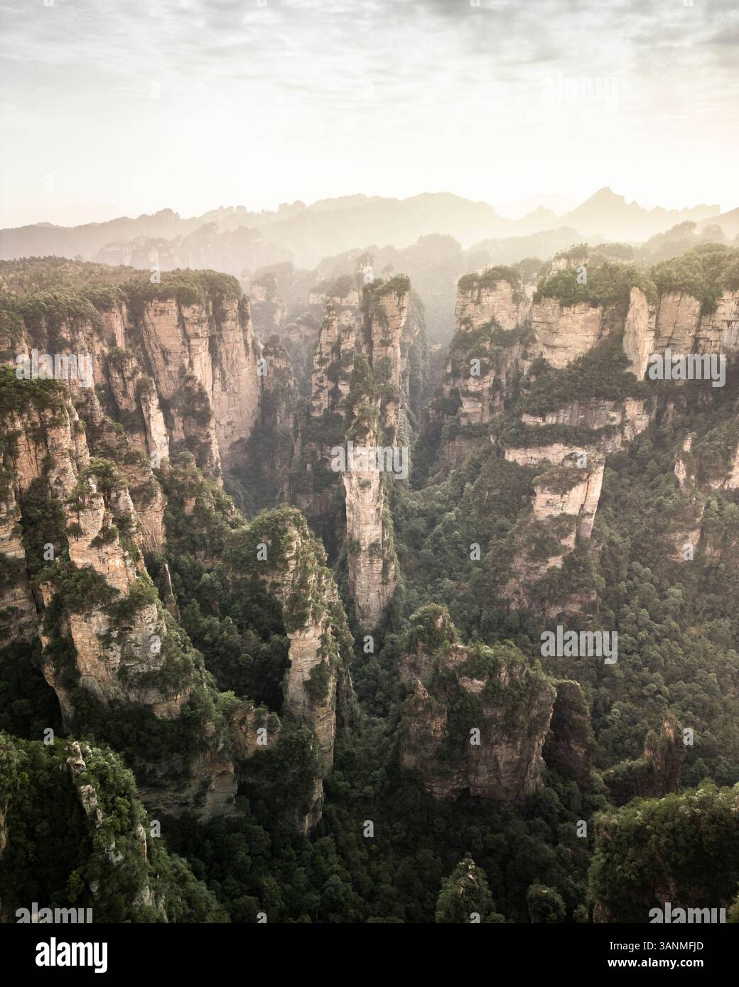 Aerial view of majestic avatar mountains and rugged cliffs surrounded ...