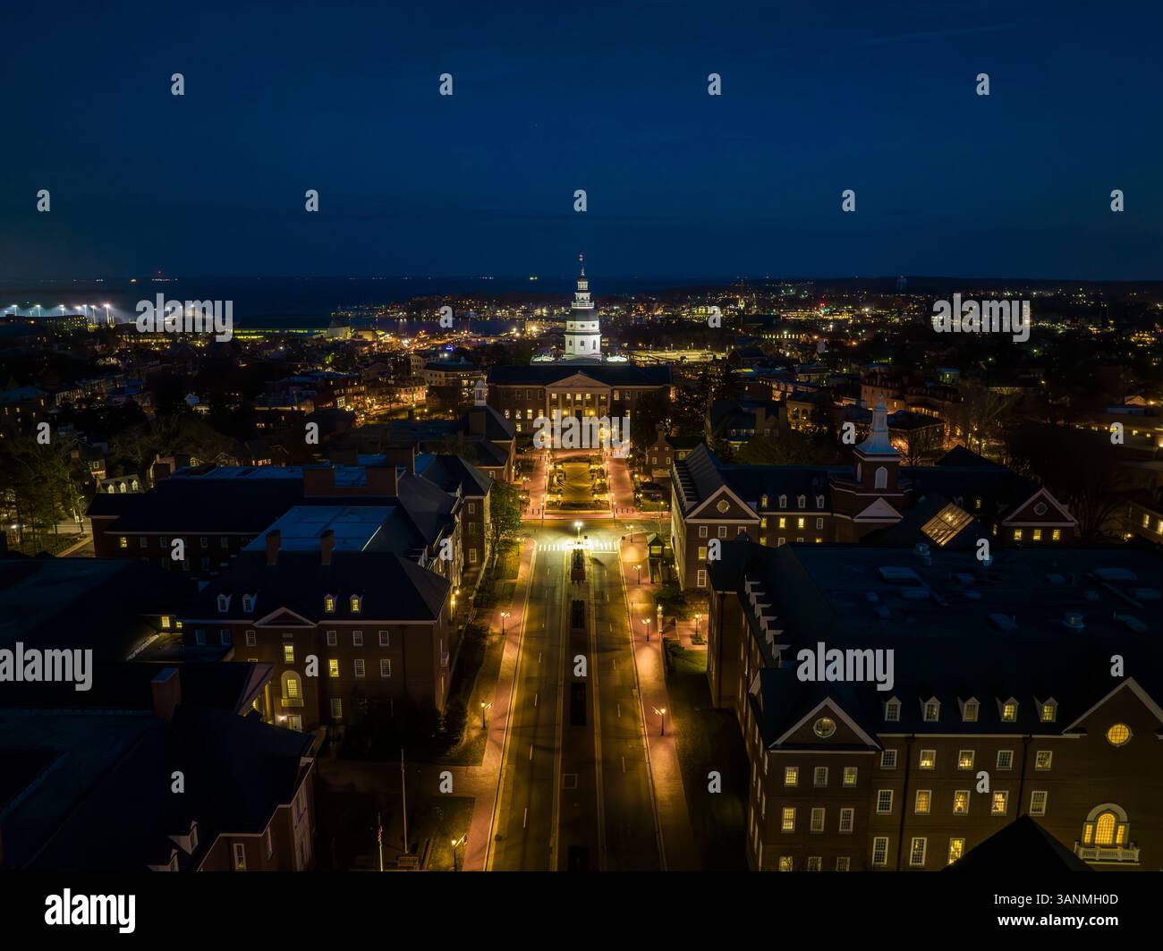 Aerial view of St. John's College and Maryland State House, Annapolis ...
