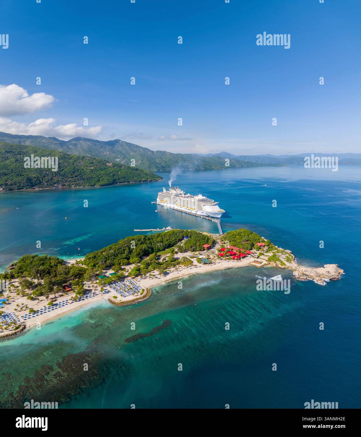 Cap-Haïtien, Haiti - 16 April 2024: Aerial view of turquoise sea and ...