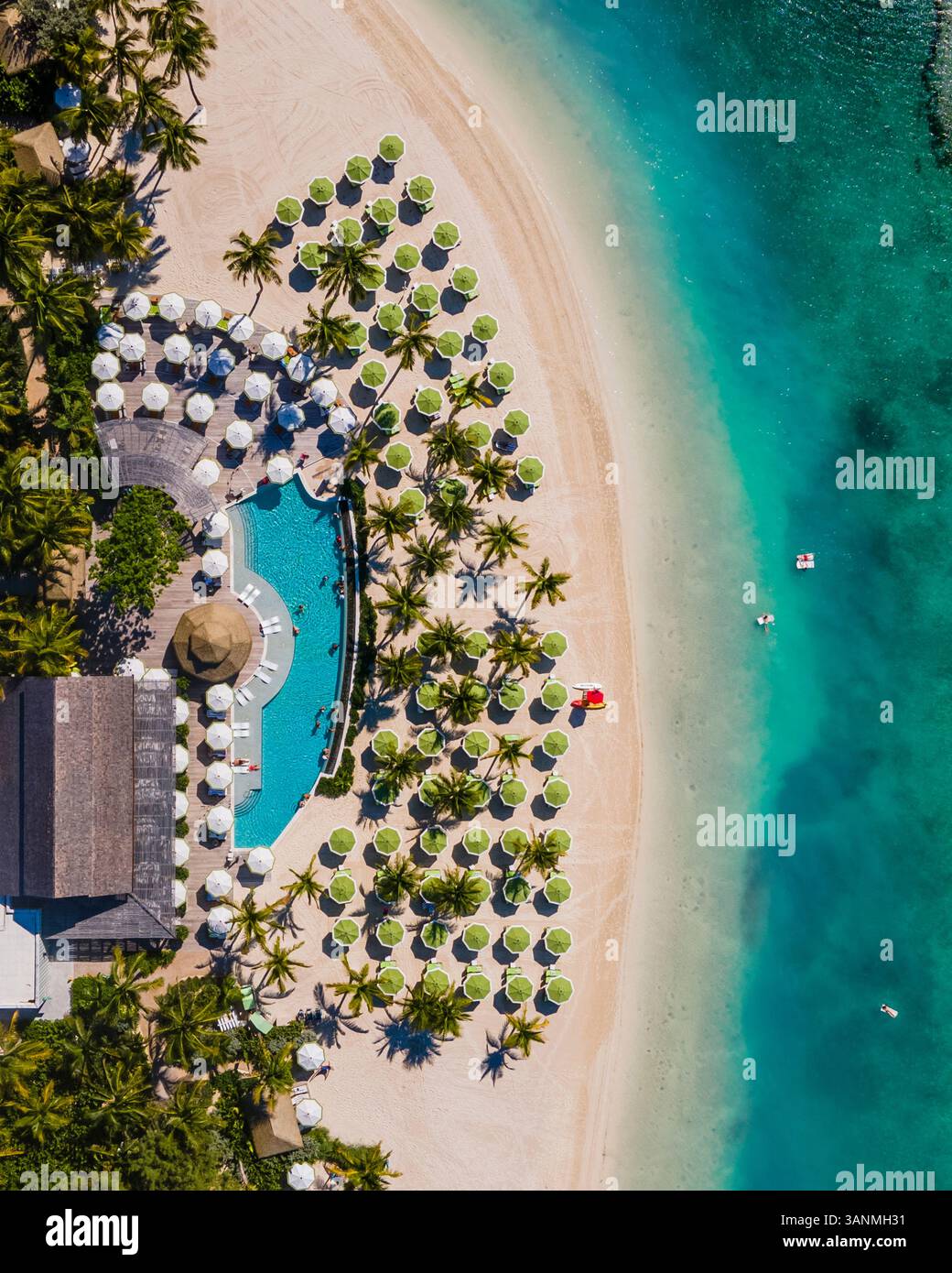 Aerial view of luxury hotel Coco Cay, Berry Islands, The Bahamas Stock ...