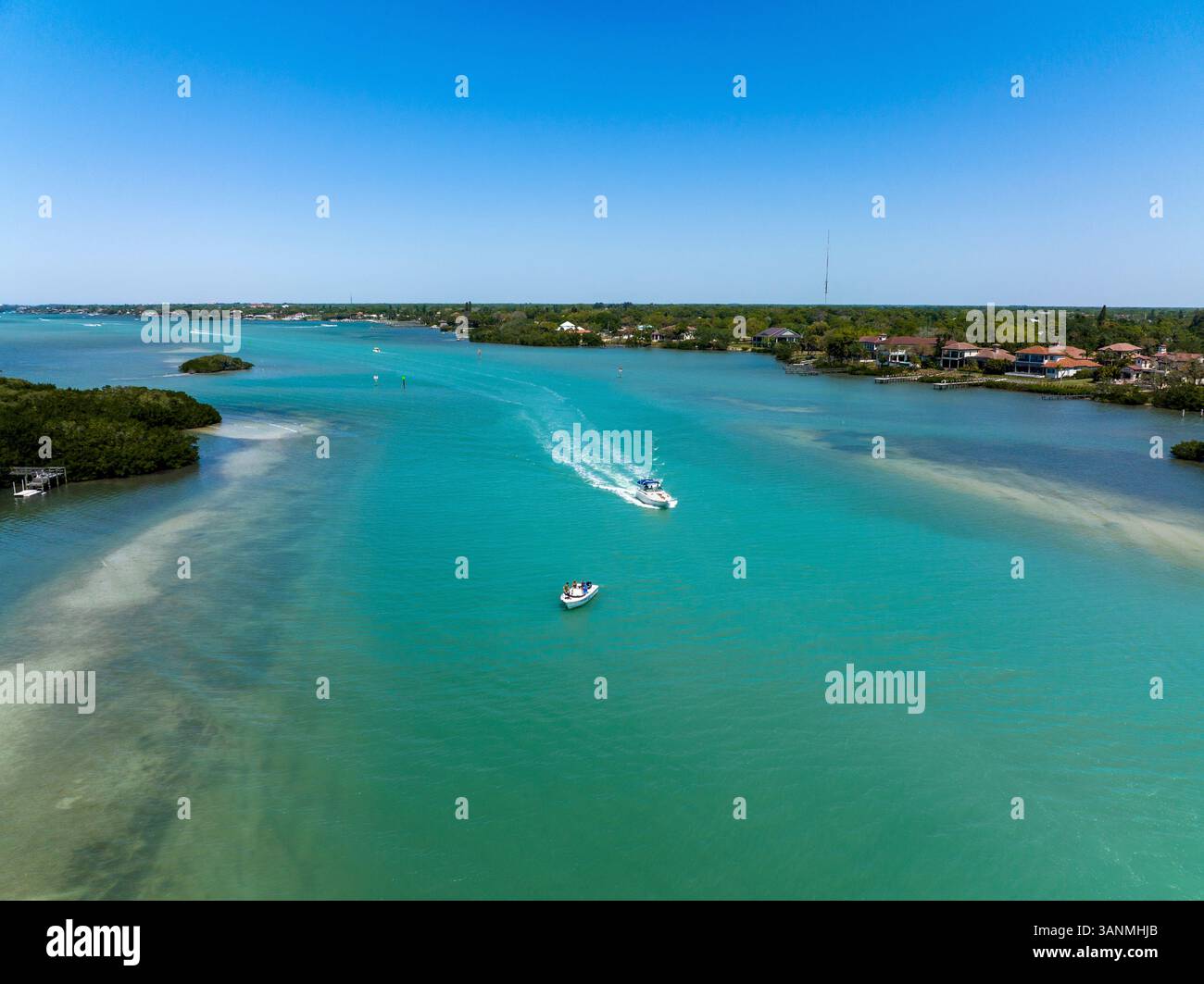 Aerial view of Blackburn Bay, Casey Key, Nokomis, Florida, United ...