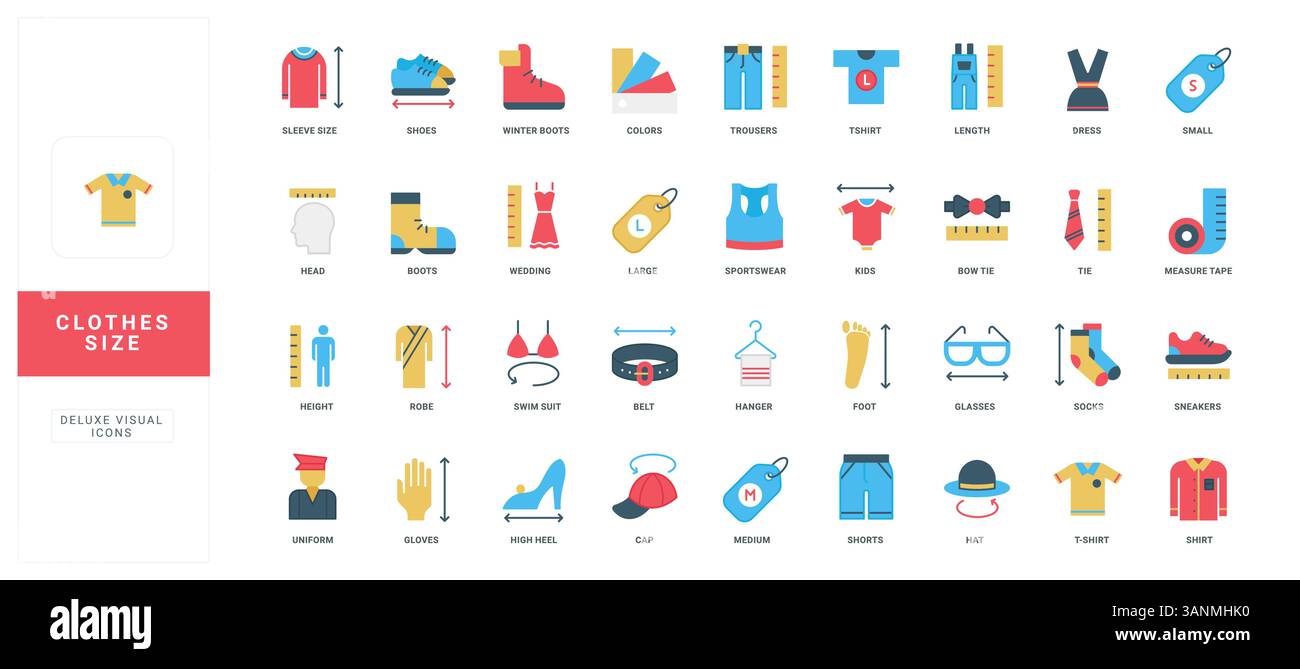 Fashion store clothes size, tailors guide charts to measure human body ...