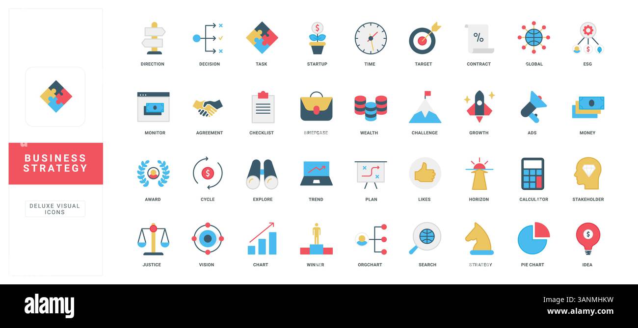 Business strategy, new ideas and trends vision, direction for growth ...