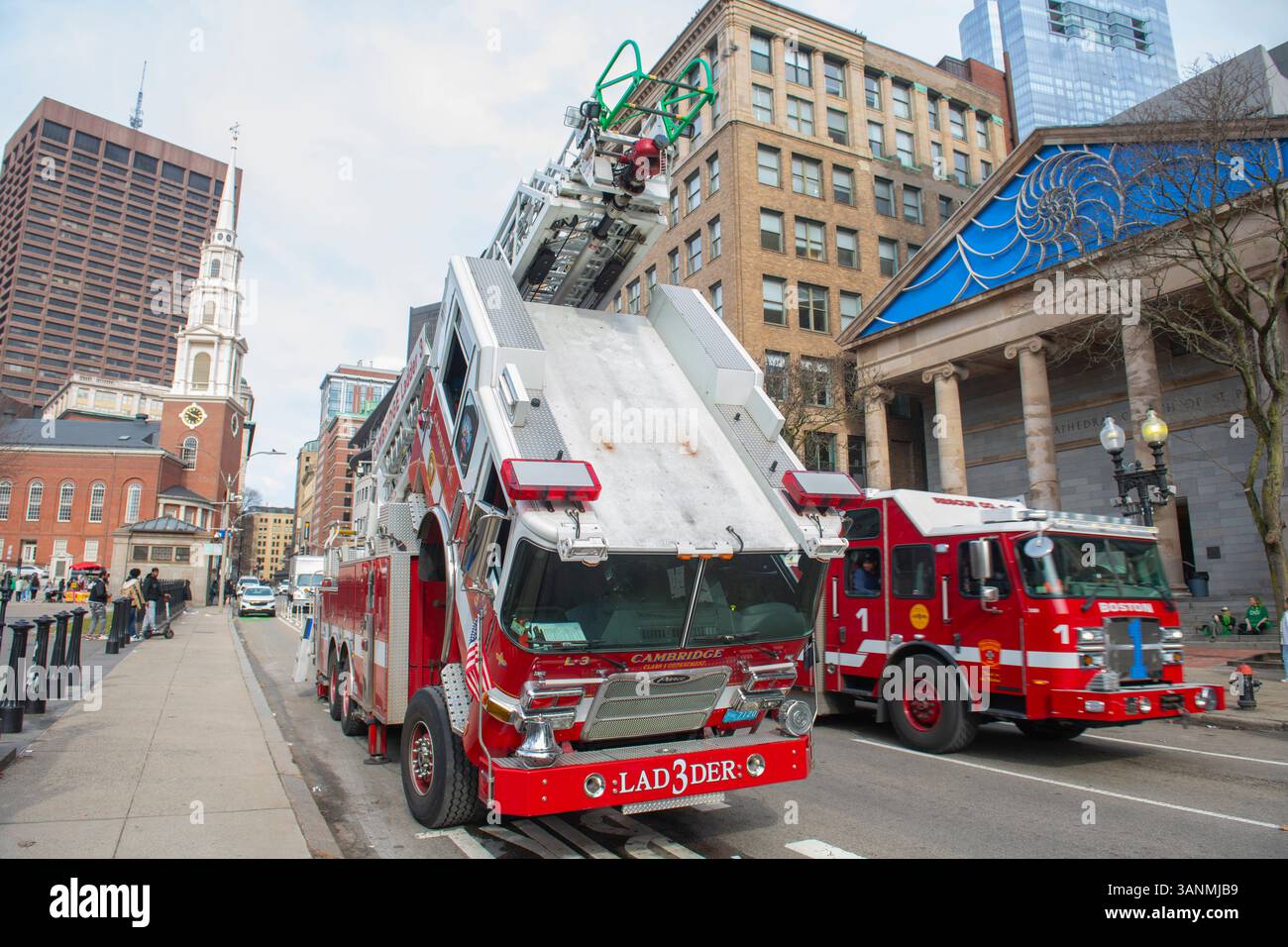 Cambridge Ladder Fire Truck on the show at Boston Common in downtown ...