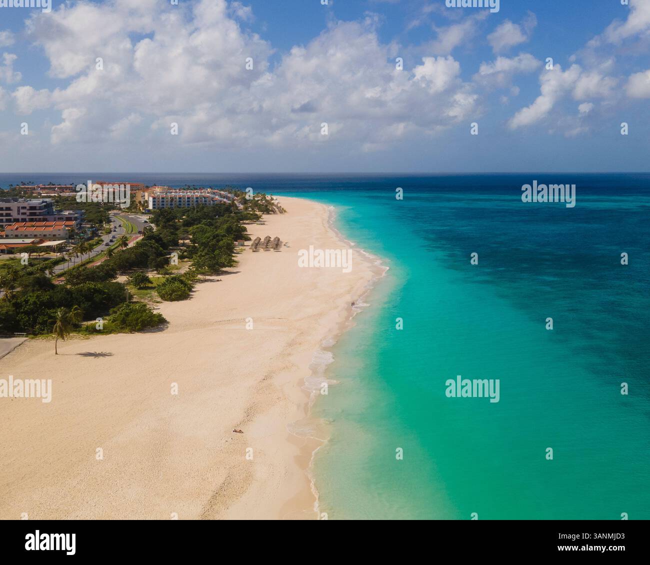 Aerial view of Eagle Beach in Aruba Stock Photo - Alamy