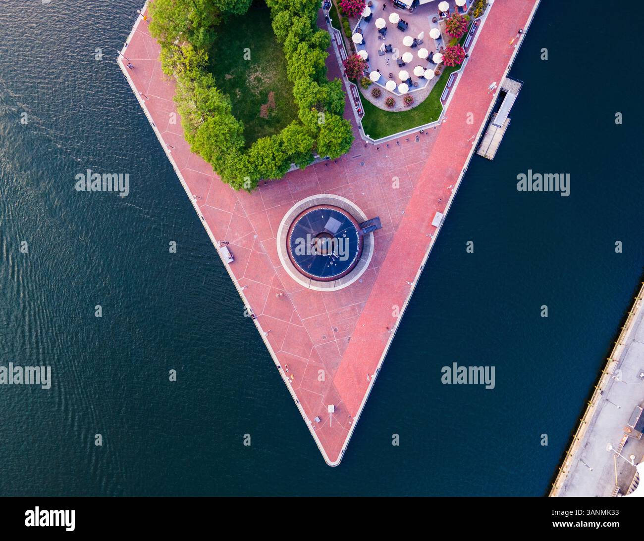 Aerial view of the Seven Foot Knoll Lighthouse in the inner harbour in ...