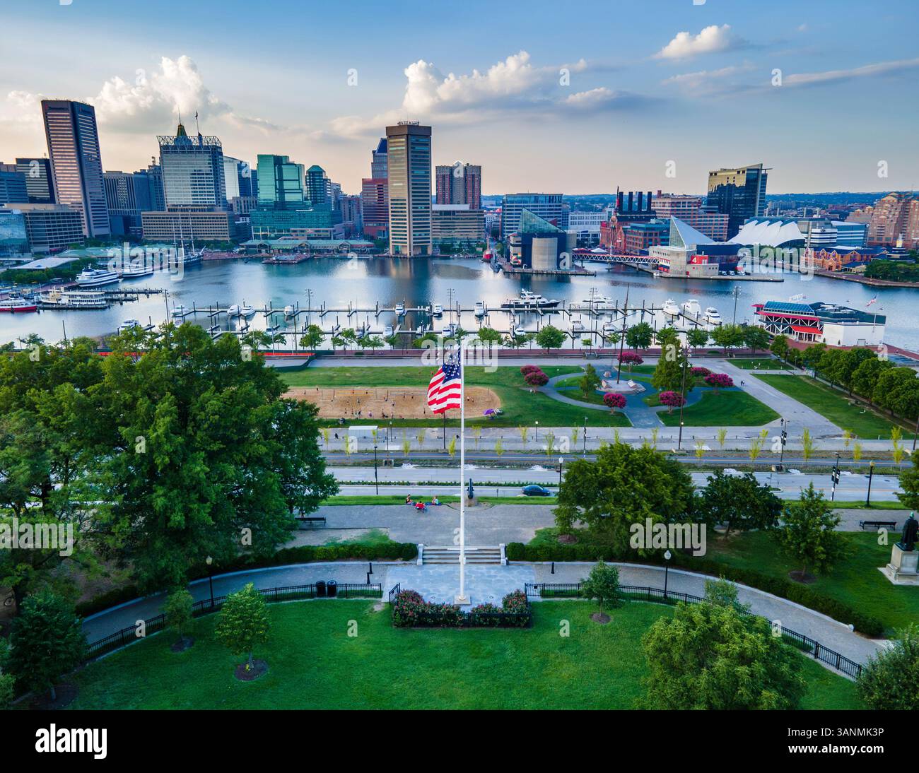 Aerial View of downtown and the Inner Harbor taken from Federal Hill in ...
