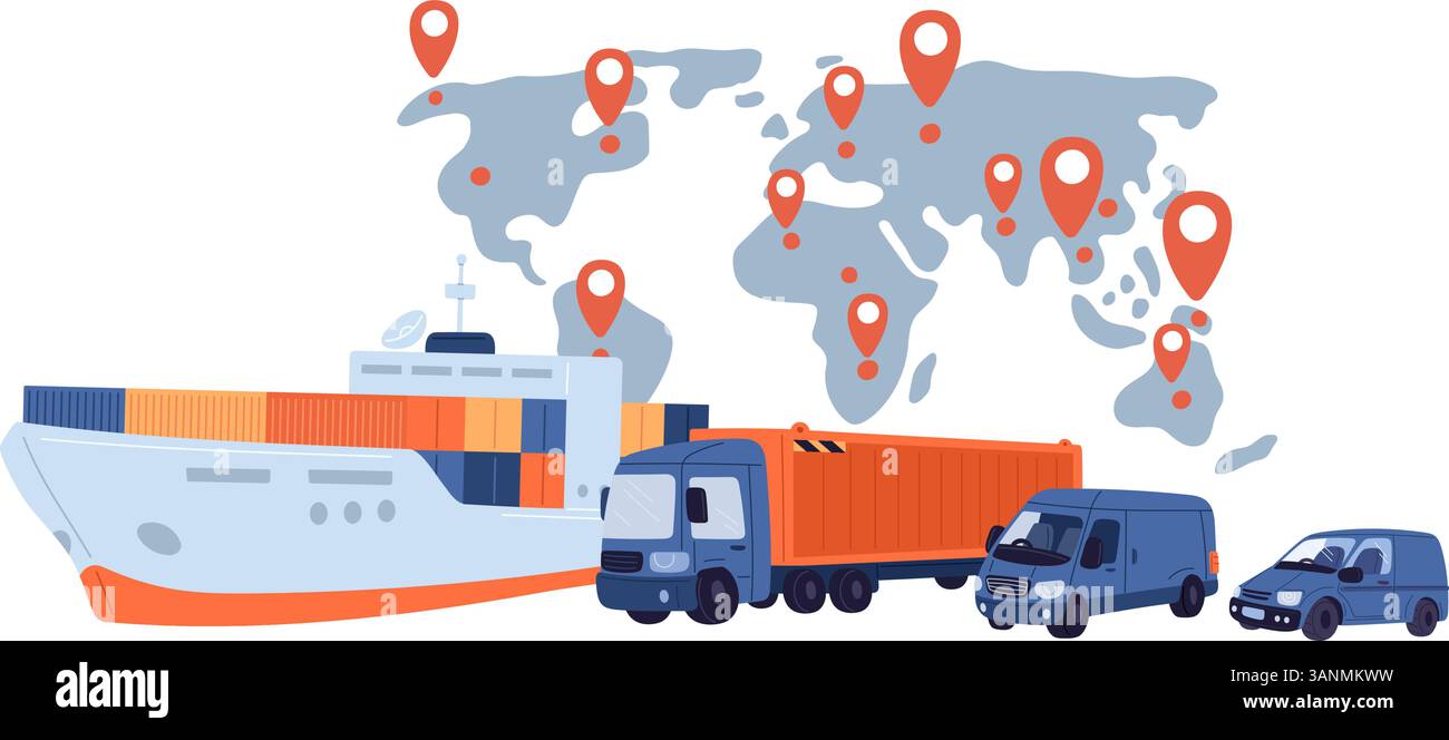 International freight transportation and delivery goods. Shipping ...