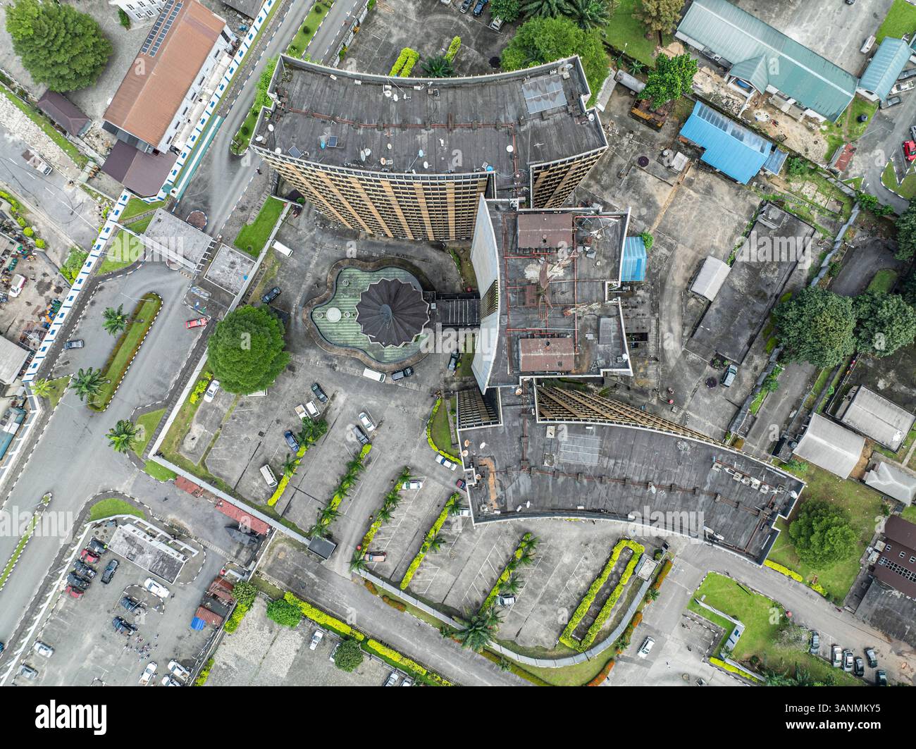 Aerial view of modern urban landscape with buildings, roads, and ...