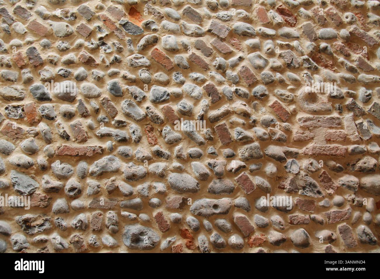 A Wall Built from Natural Flint Stones and Partial Bricks Stock Photo ...