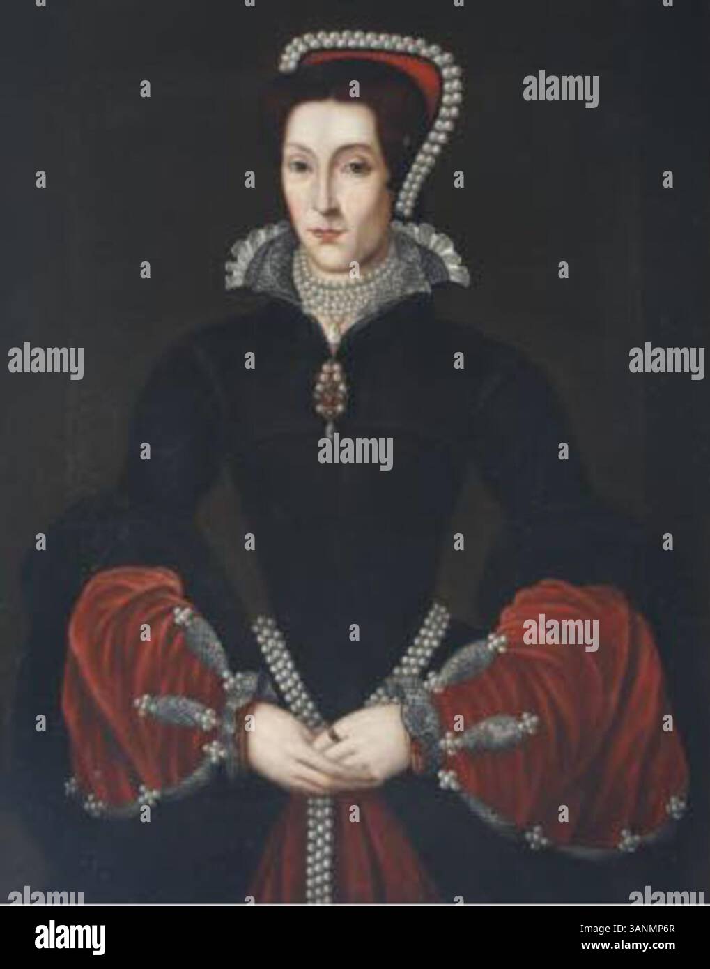 A 16th-century portrait of Elizabeth Blount, Lady Thomas Pope, shows ...