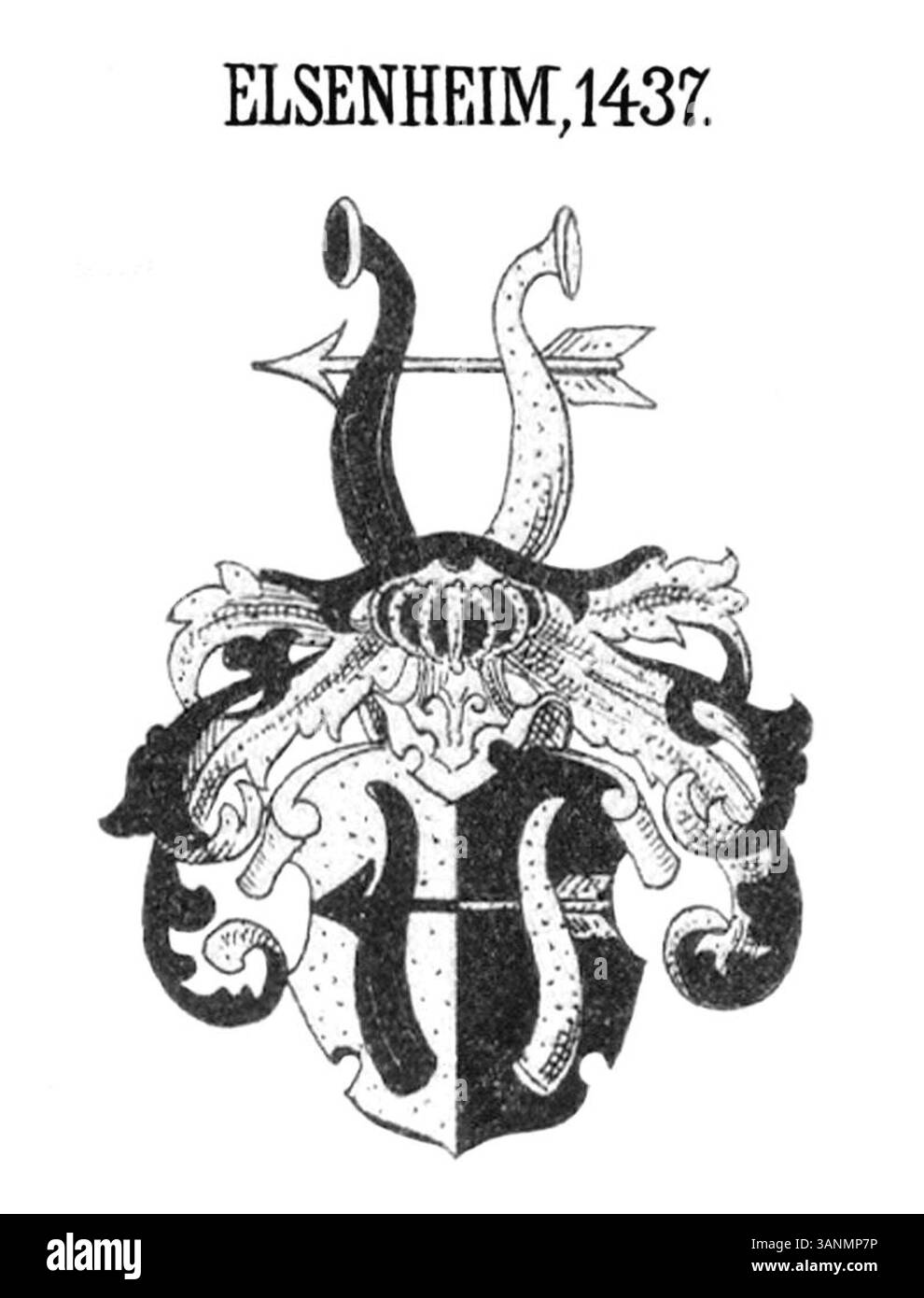 The coat of arms of Eisenheim, dated 1437, created by Moritz Maria Weittenhiller in 1883 ...