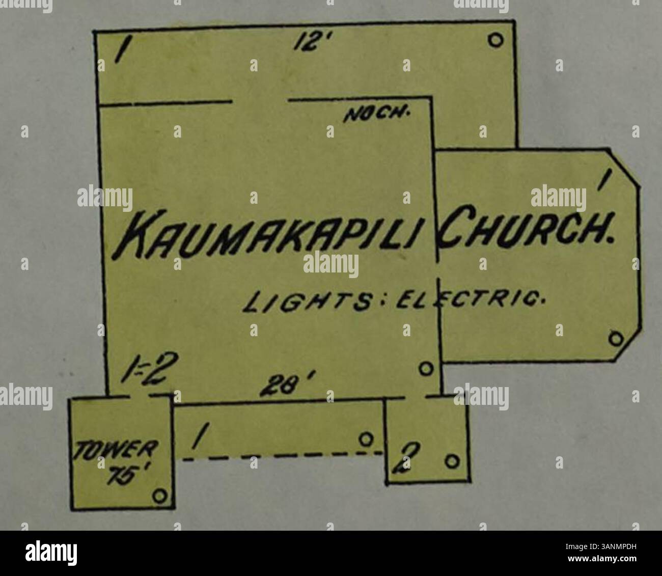 This 1914 Sanborn Fire Insurance Map detail shows Kaumakapili Church in ...