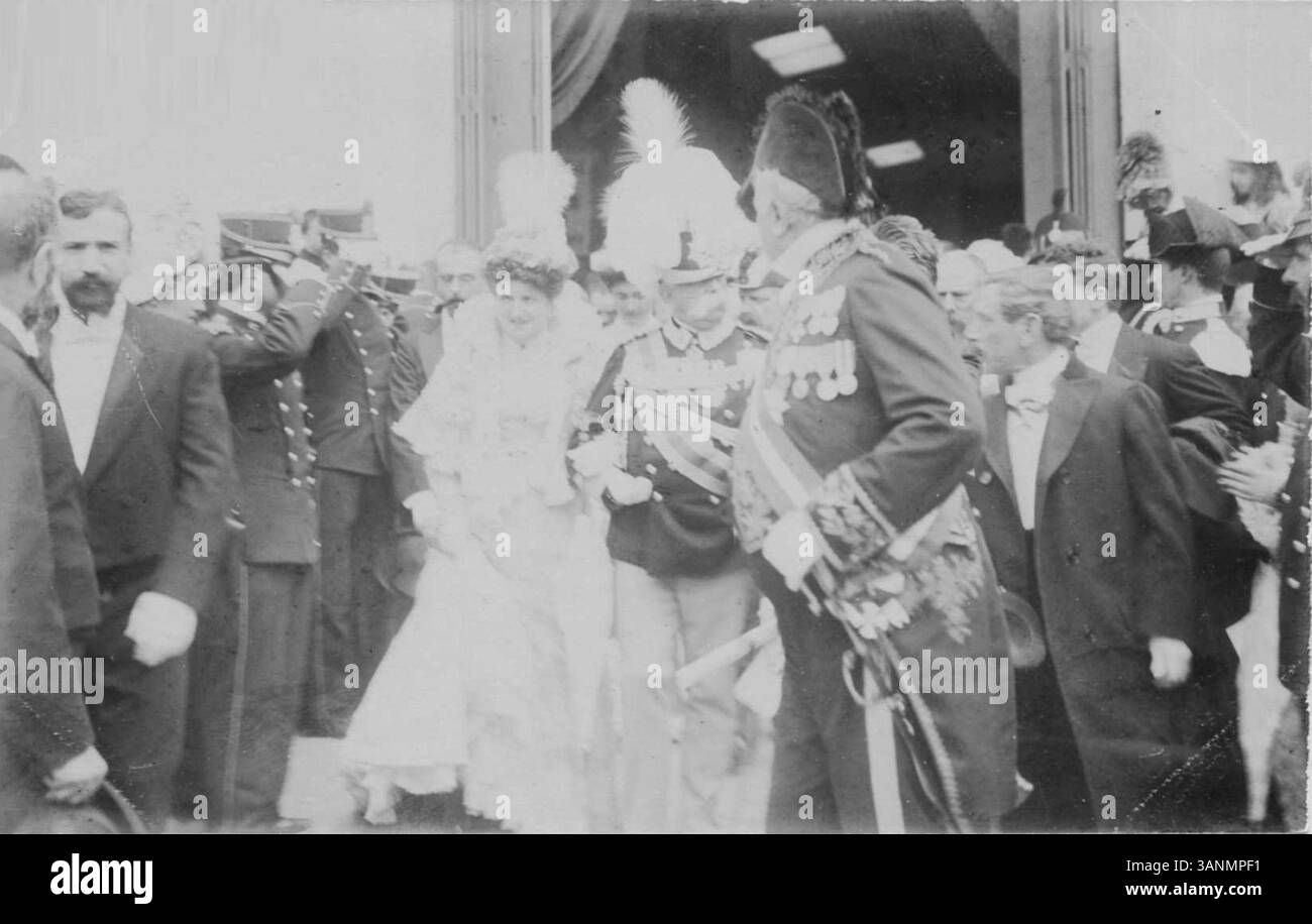 Umberto I and Queen Margherita of Savoy during a formal ceremony in ...