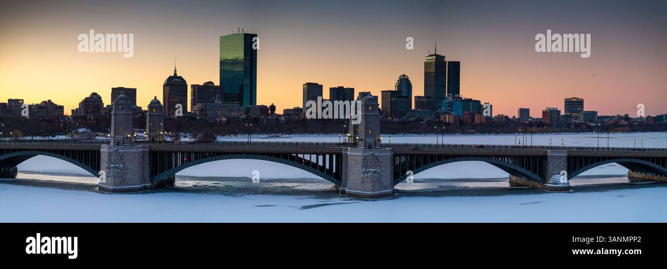 Aerial view of longfellow bridge over charles river with beautiful ...