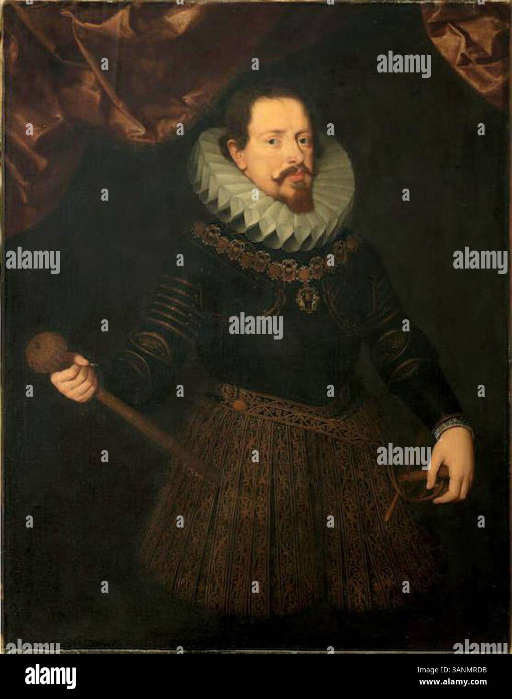 Portrait of Vincenzo I Gonzaga, Duke of Mantua, depicted in full armor ...