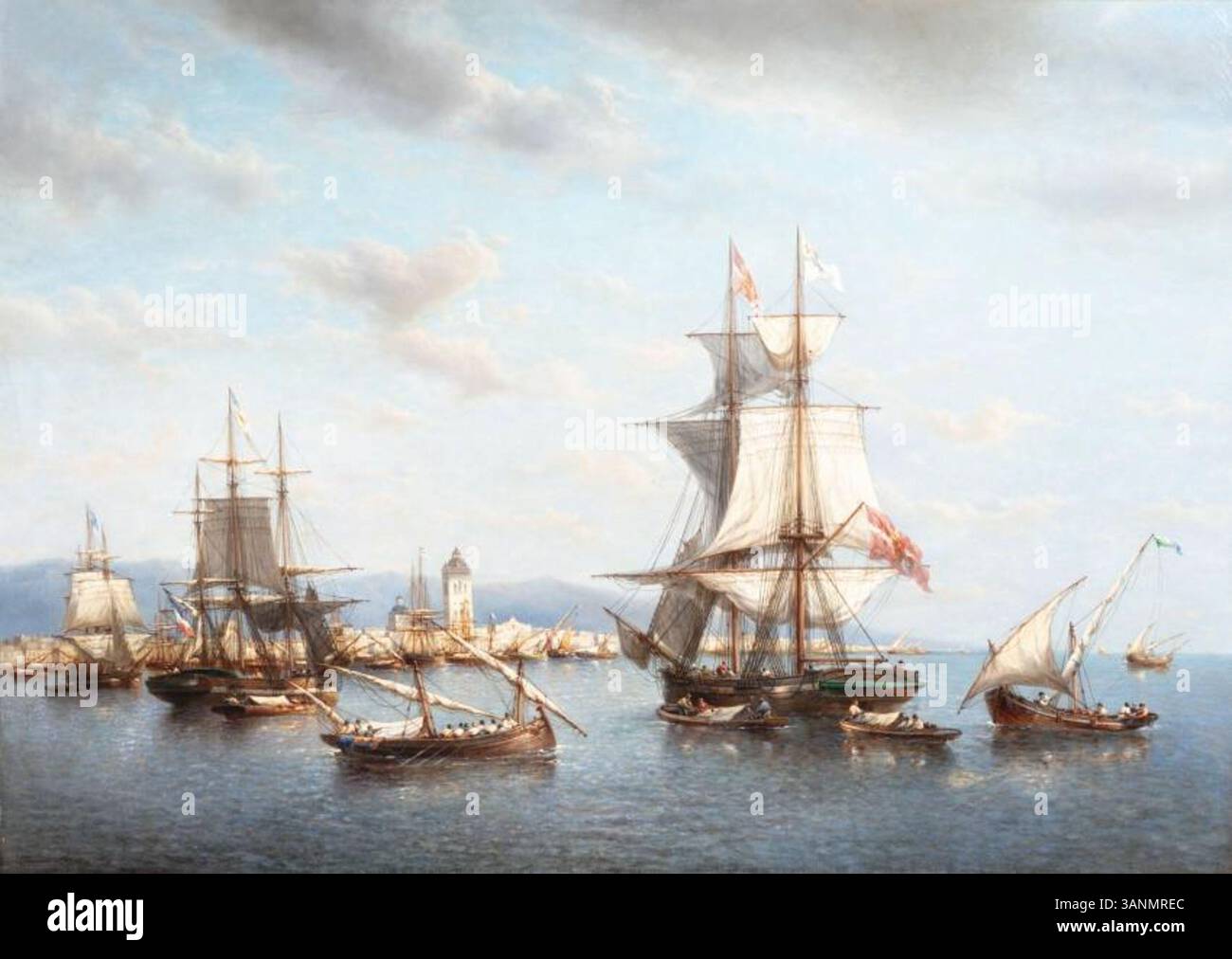 François-Etienne Musin's 1871 painting 'Vaisseaux et Chaloupes dans le ...