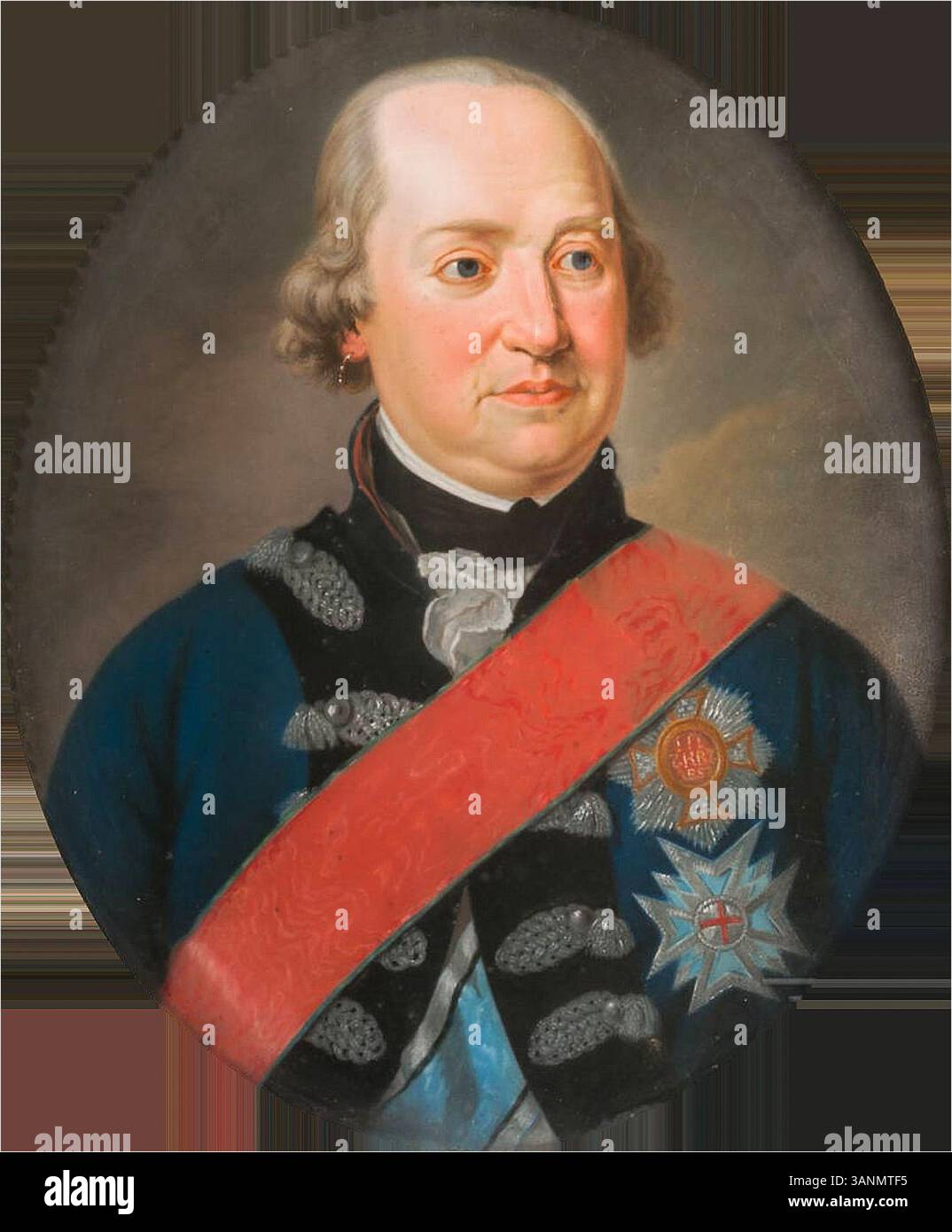 Pastel portrait of Maximilian I Joseph of Bavaria, circa 1810, showing ...