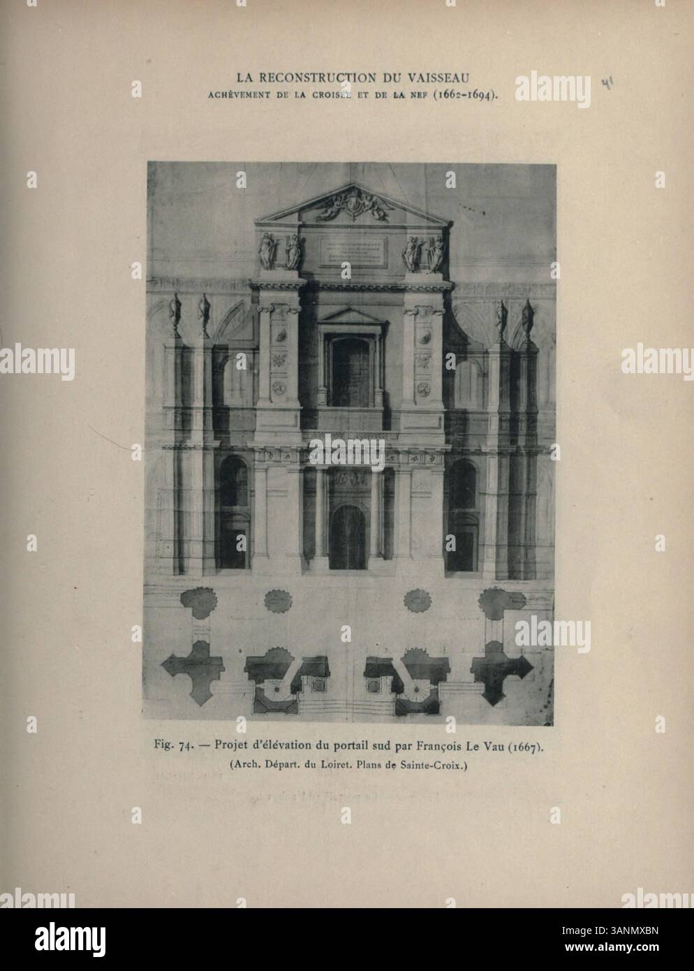 Project elevation for the south transept façade of Orléans Cathedral by ...