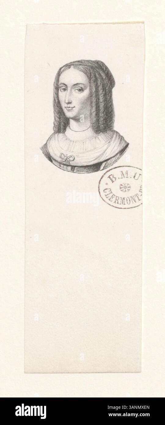 This lithograph print depicts Gilberte Pascal, the wife of G. Pascal ...