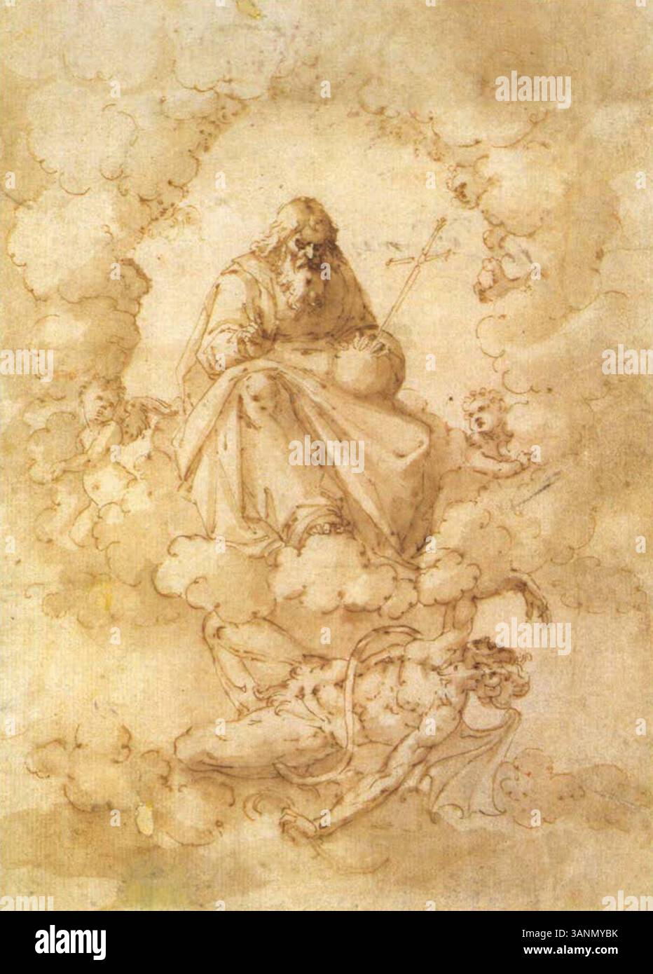 'The Fall of Lucifer,' a 16th-century drawing by Fernão Gomes ...