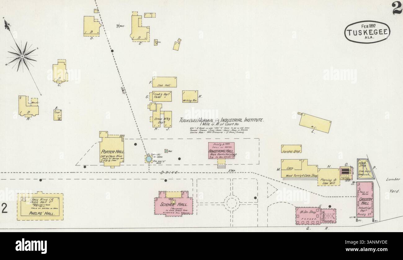 Sanborn Fire Insurance Map from 1897 showing the Tuskegee Normal and ...