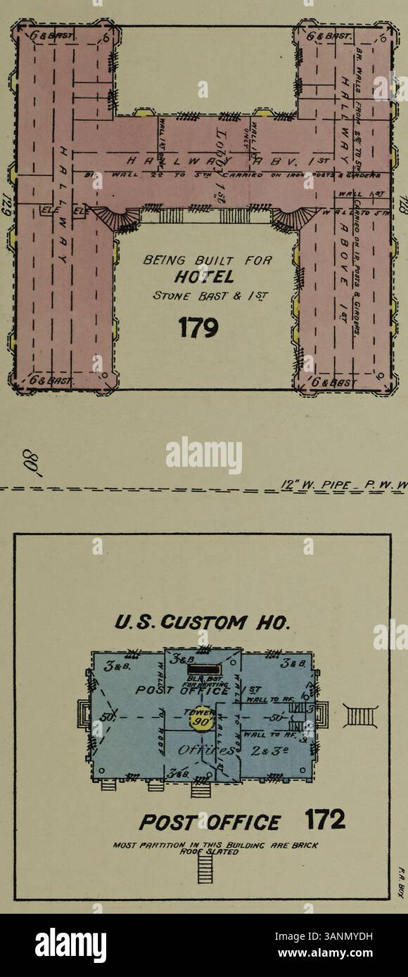 This 1889 Sanborn Fire Insurance Map illustrates the construction of ...