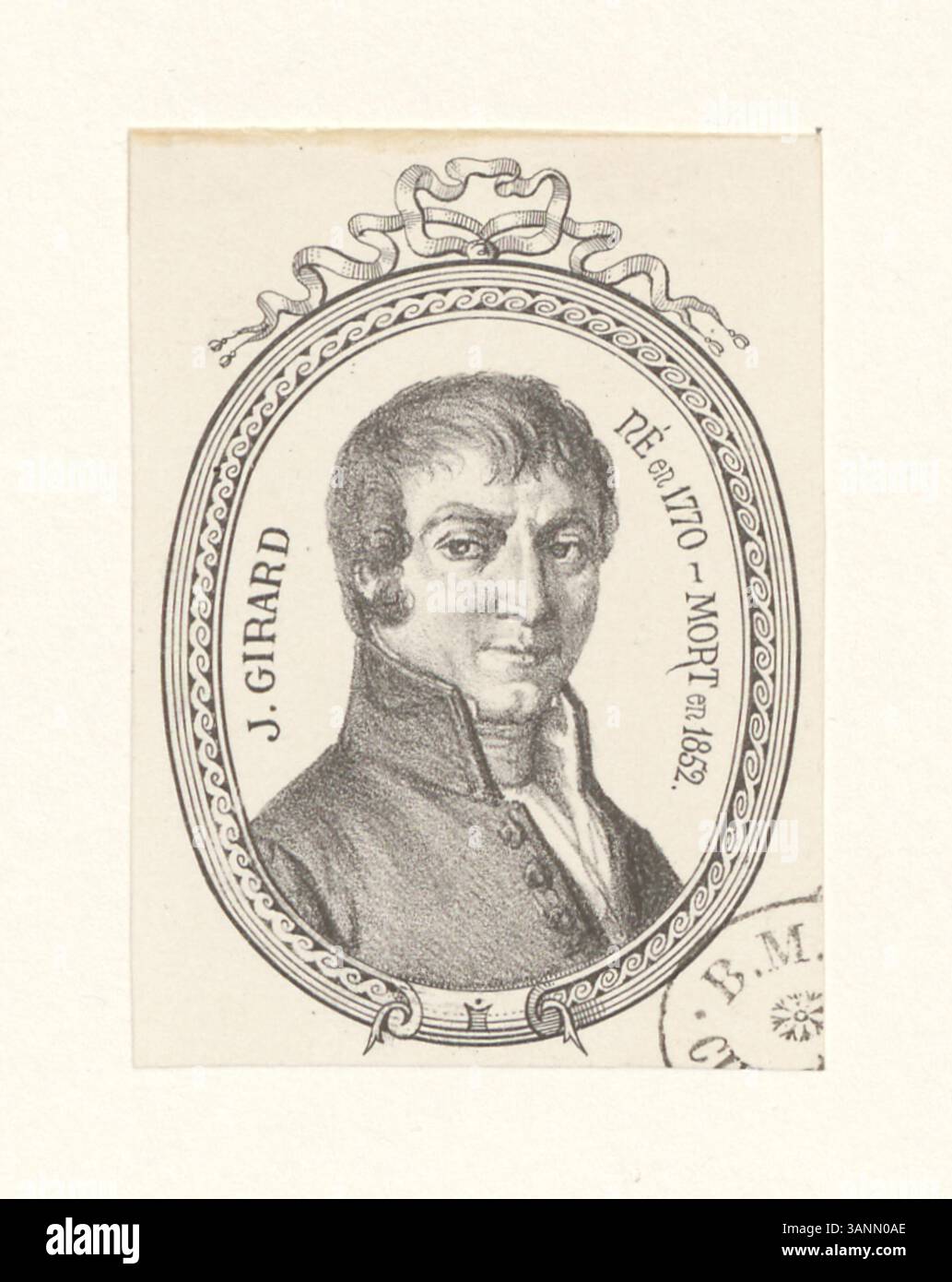 This lithograph features J. Girard, born in 1770 and died in 1852, a ...