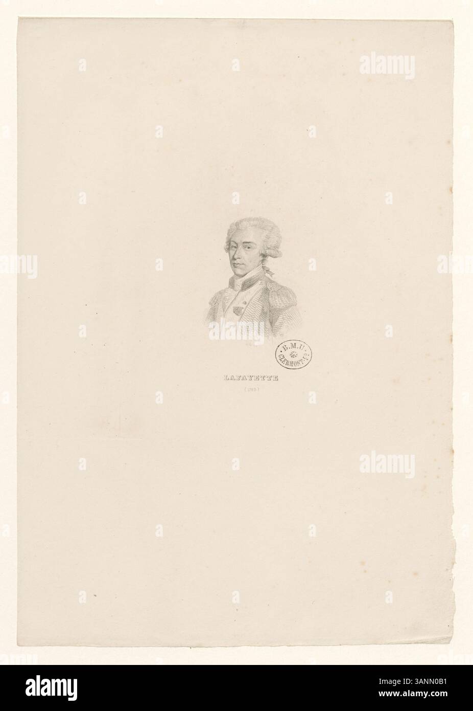 Intaglio print of Gilbert du Motier, Marquis de Lafayette, from 1789 ...