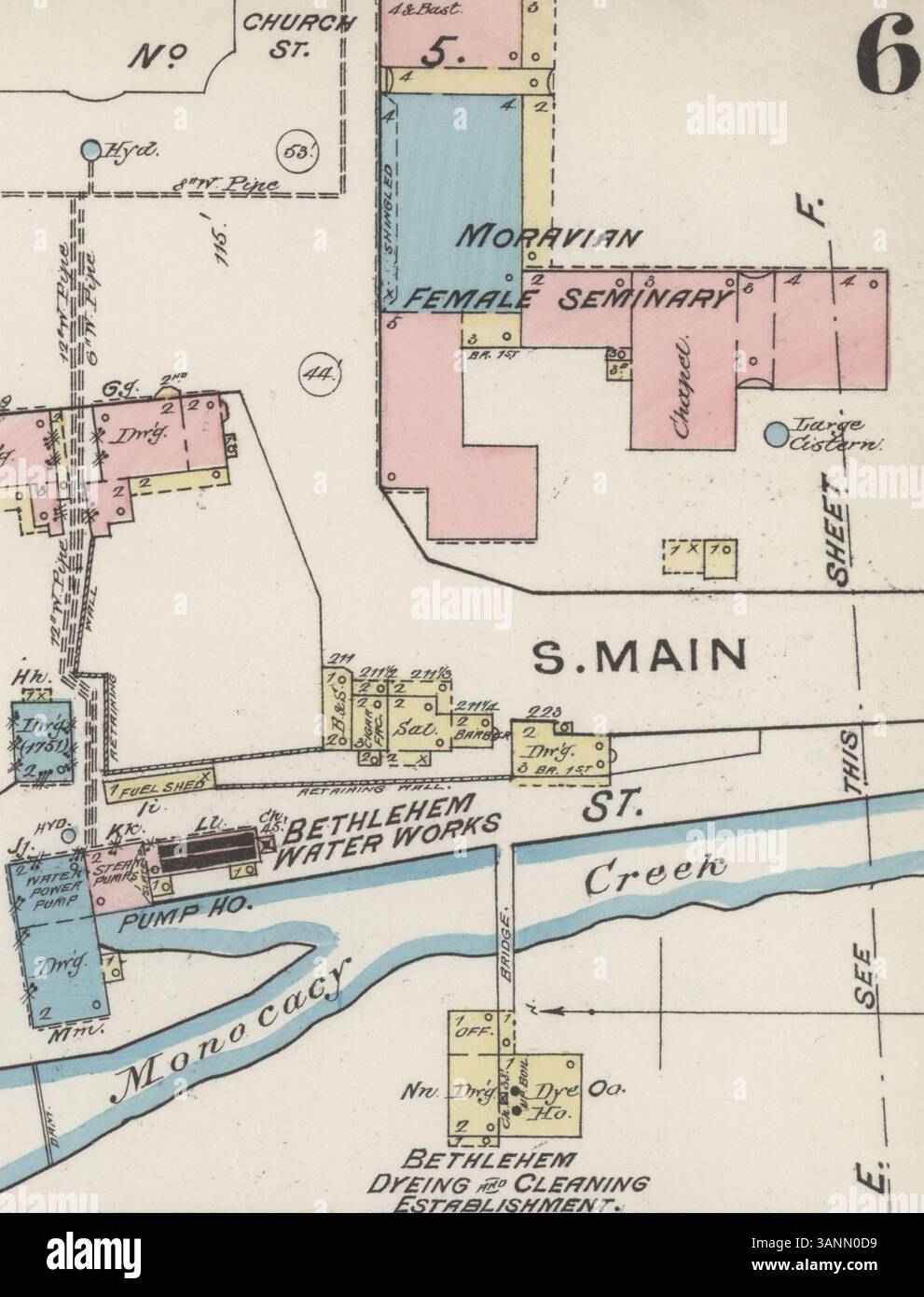 This 1885 map detail from the Sanborn Fire Insurance Map shows the ...