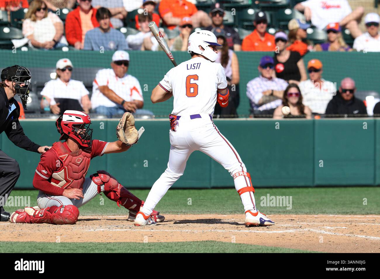 CLEMSON, SC - APRIL 13: Clemson Tigers out fielder Dominic Listi (6 ...
