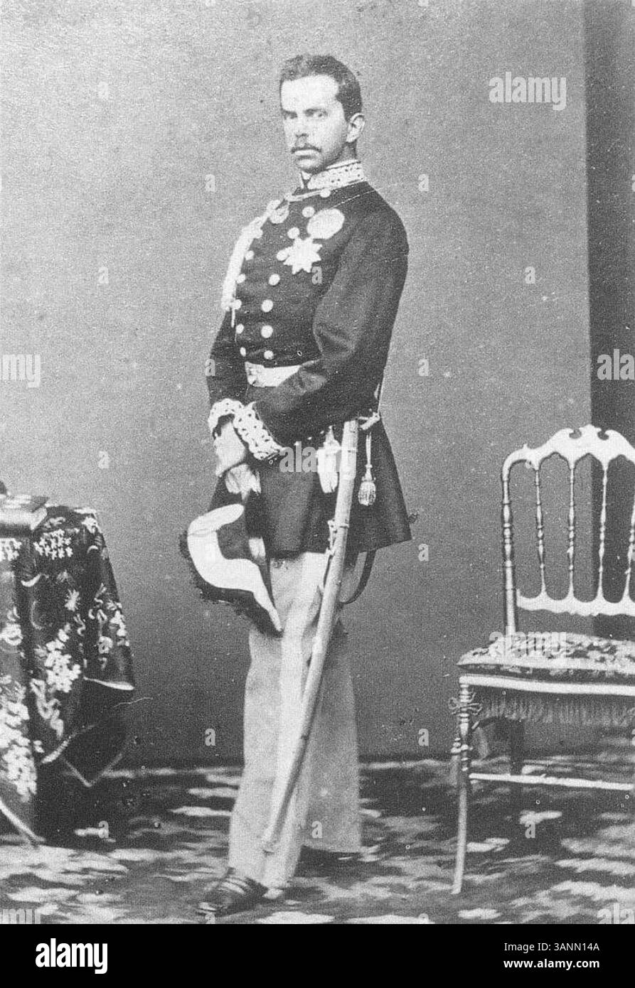 This 1868 photograph portrays Prince Umberto of Savoy, also known as ...