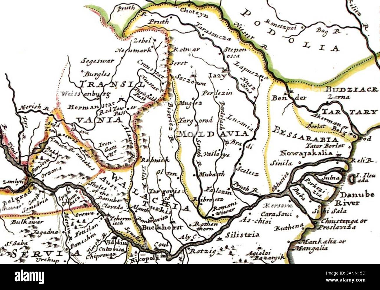 Herman Moll's 1726 map illustrates the Turkish territories in Europe ...