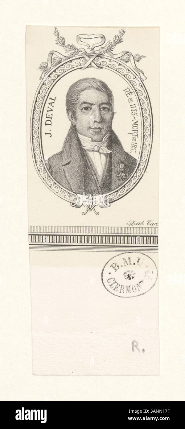 Lithograph print from the Boyer collection of J. Deval, a historical ...