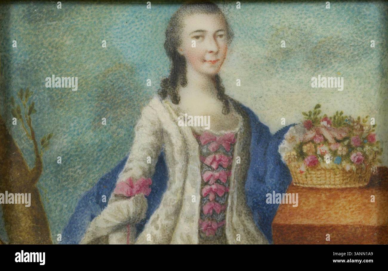 This circa 1742 watercolor on ivory depicts Sophie Christiane of Erbach ...