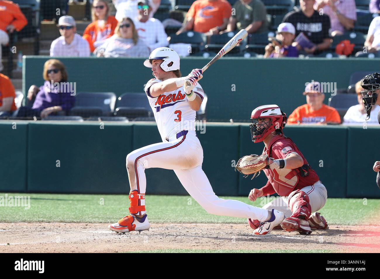 CLEMSON, SC - APRIL 13: Clemson Tigers out fielder Jack Crighton (3 ...