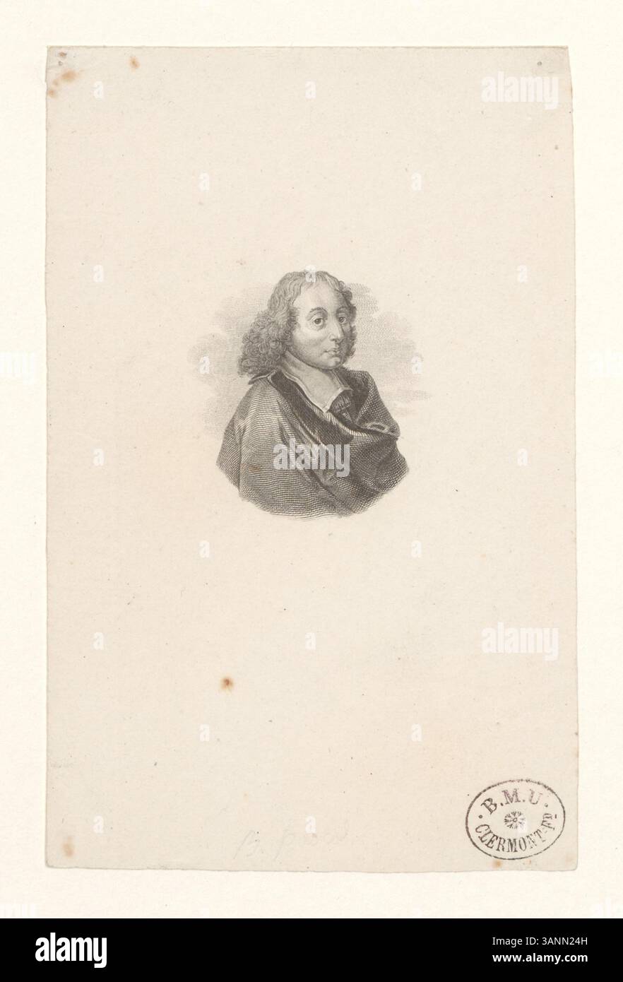 This intaglio print from the Boyer collection portrays Blaise Pascal ...