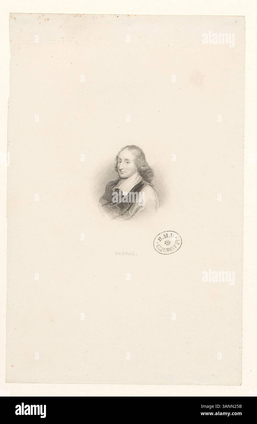 This intaglio print from the Boyer collection features Blaise Pascal, a ...